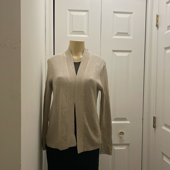 Talbots | Sweaters | Talbots Size M Gold Metallic Cardigan Sweater ...